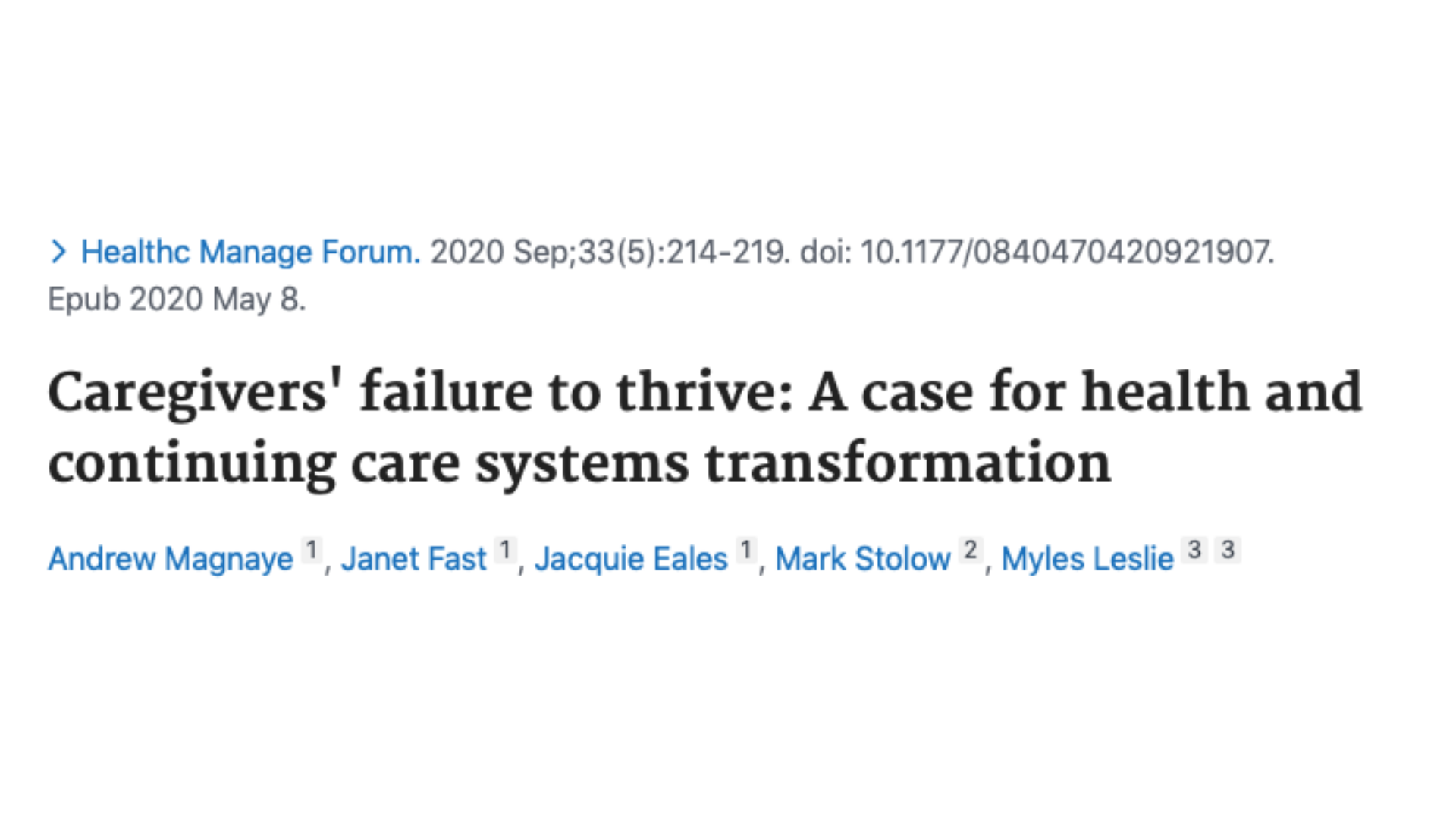 Caregivers’ Failure to Thrive: A Case for Health and Continuing Care ...