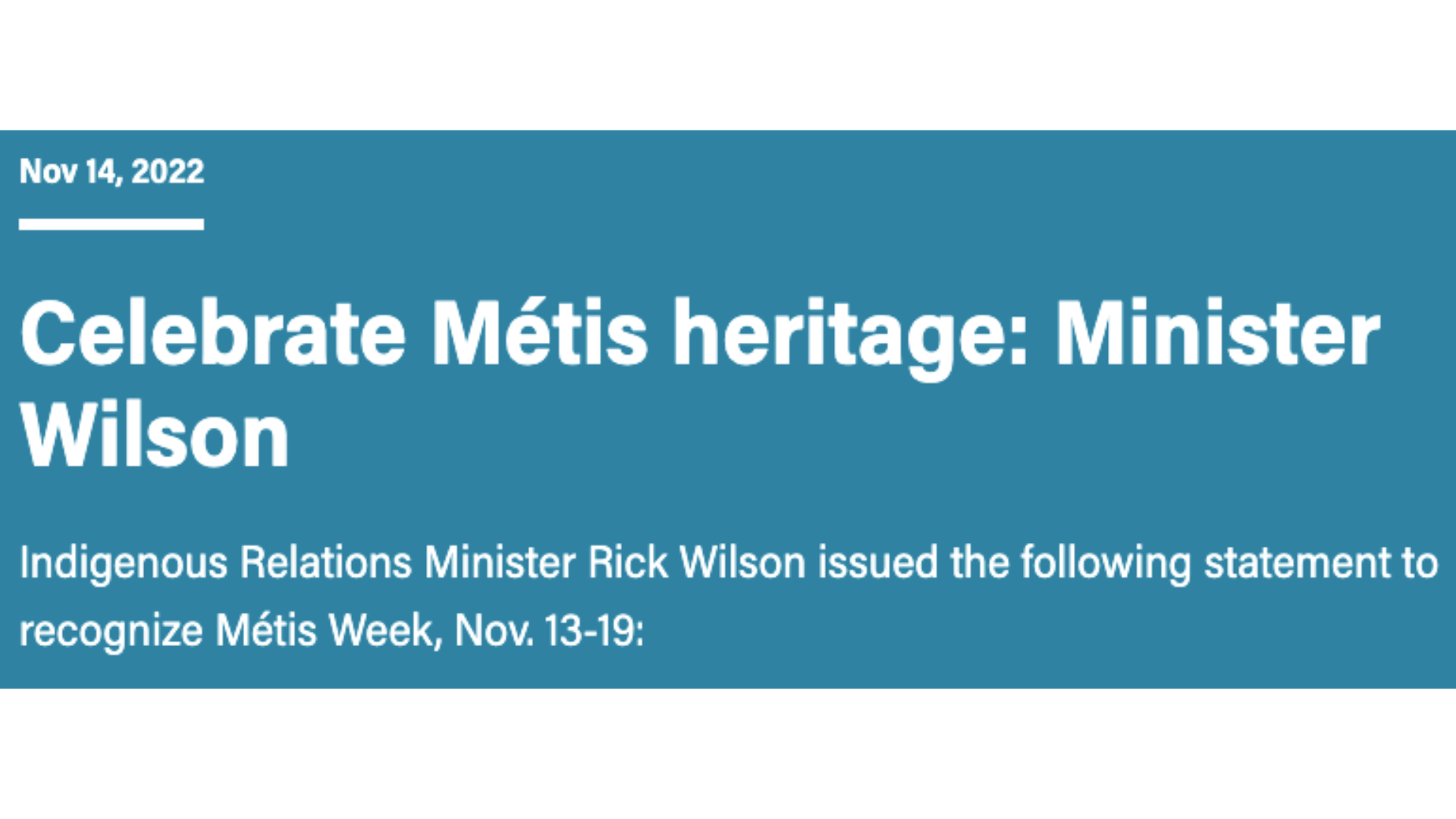 Celebrate Métis Heritage: Minister Wilson - Healthy Aging CORE Alberta